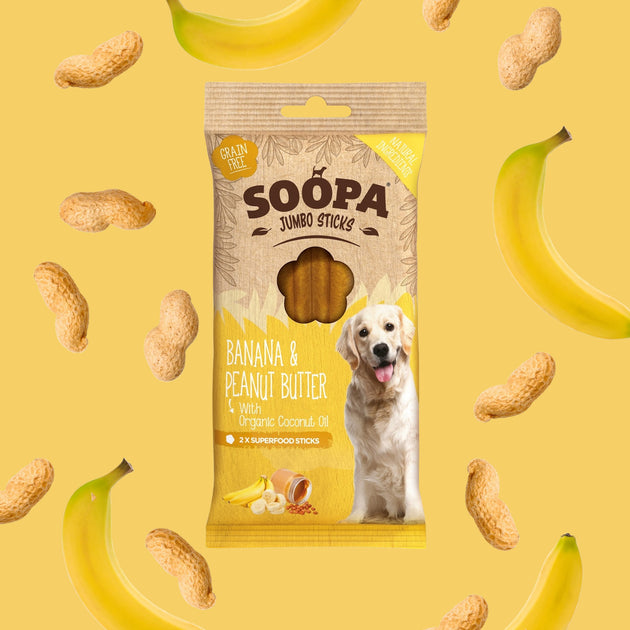 Banana & Peanut Butter Jumbo Dental Stick 170g | Soopa Pets